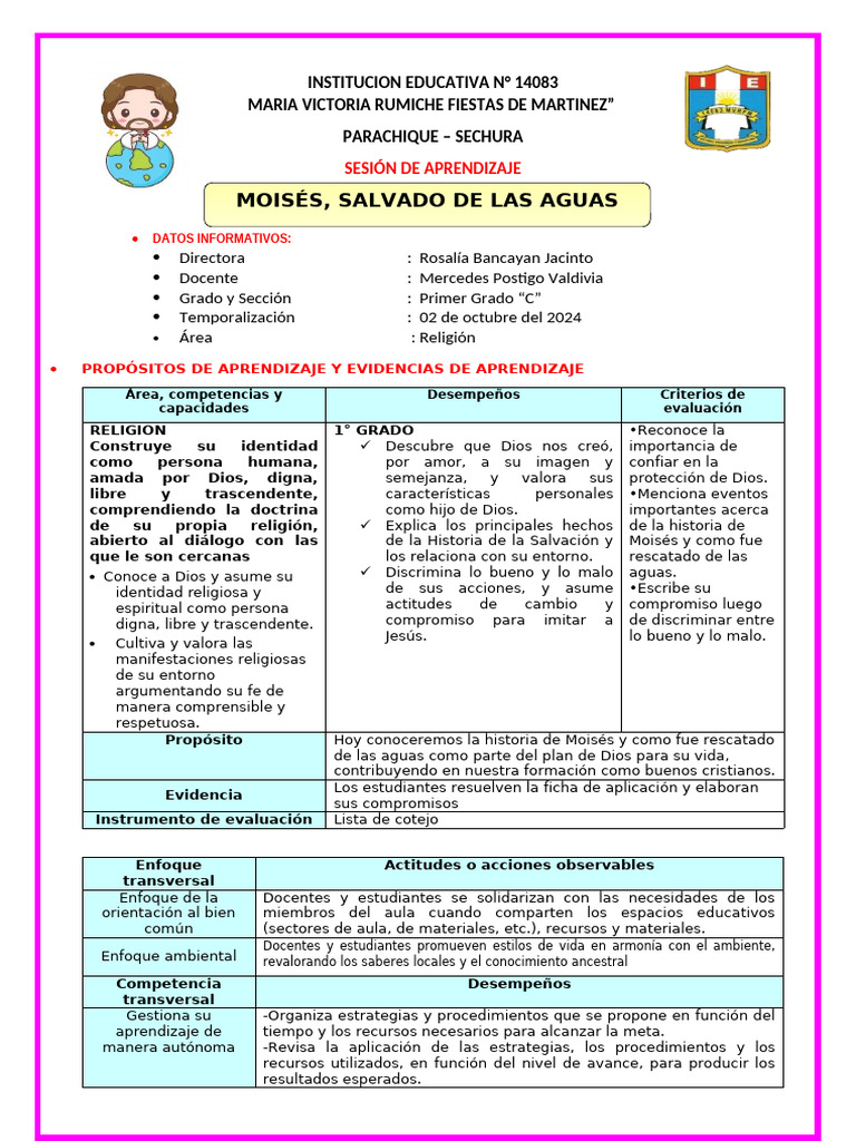 Sesion Religion Moises Salvado de Las Aguas | PDF | Miriam | Moisés