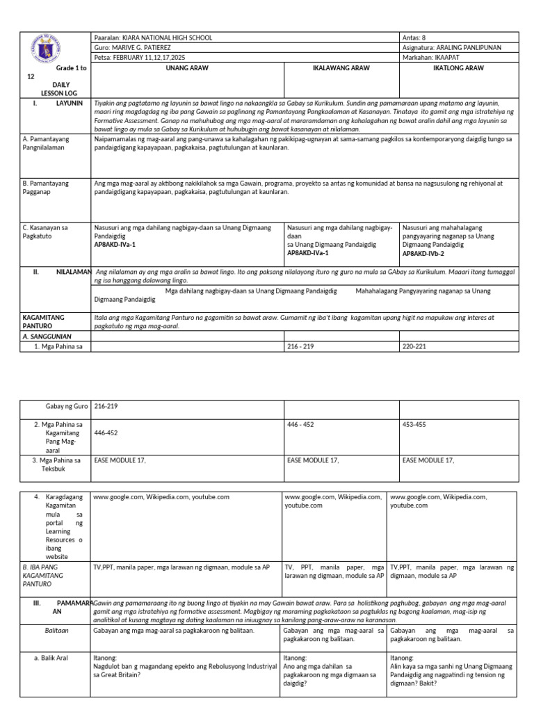 Final AP8 4th WEEK 1 | PDF