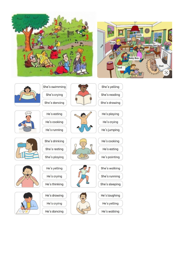 Present Continuous Pictures | PDF