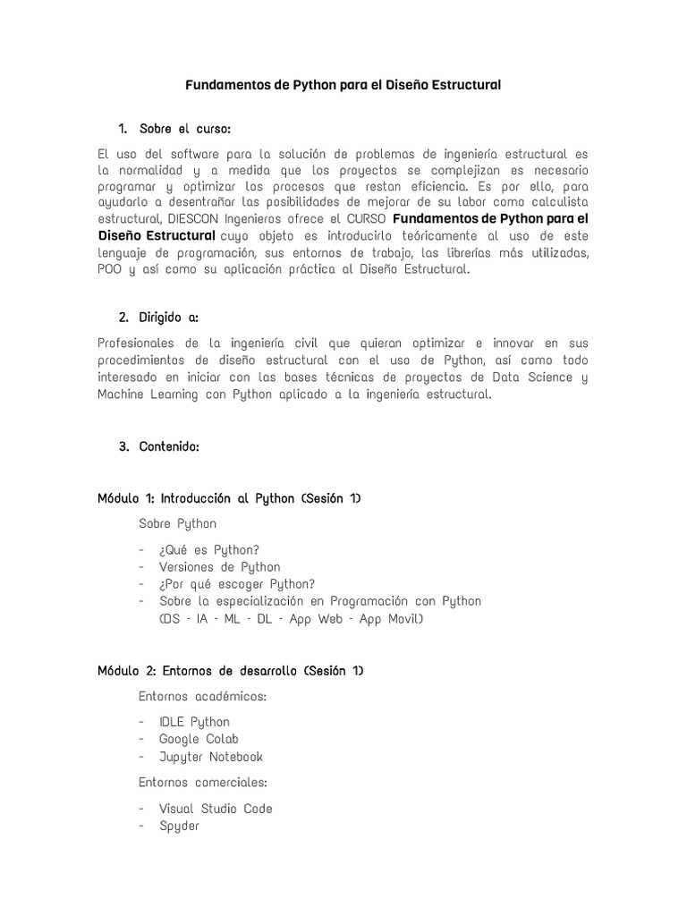 Python para Diseño Estructural en Ingeniería | PDF | Python (lenguaje ...