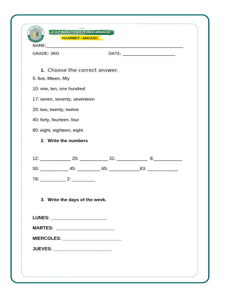 Evaluacion Diagnostica 3ro Prim | PDF