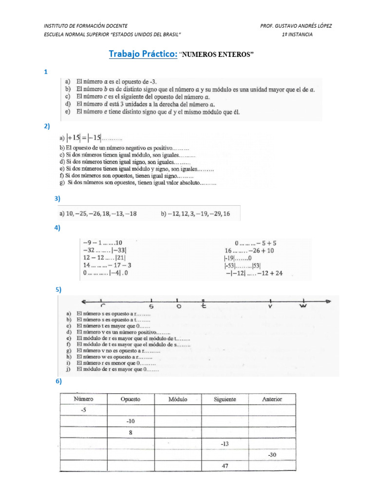 TP5_NUMEROS ENTEROS | PDF | Tipos de escuela | Escuelas