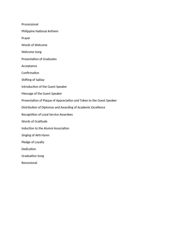 Graduation Ceremony Sequence | PDF