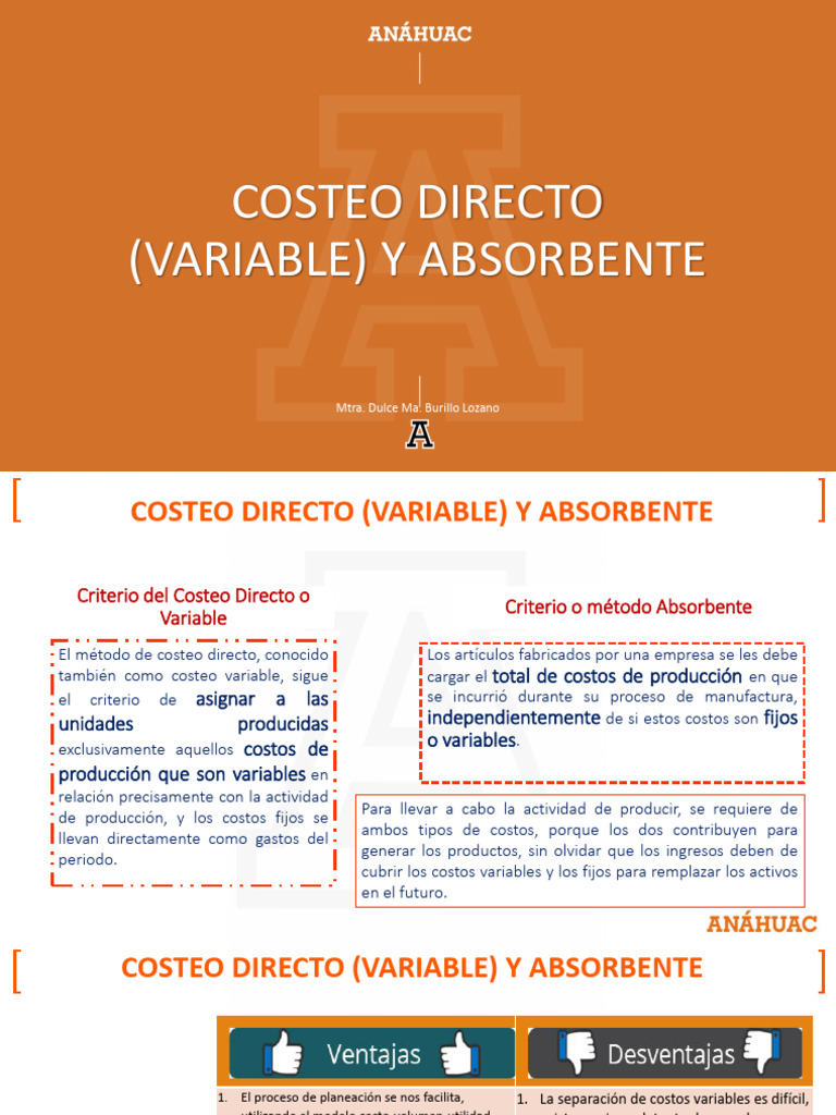 Contabilidad de Costos (Costeo Directo y Absorbente) | PDF | Costo | Estado de resultados