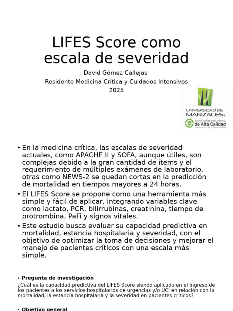 LIFES Score Como Escala de Severidad | PDF