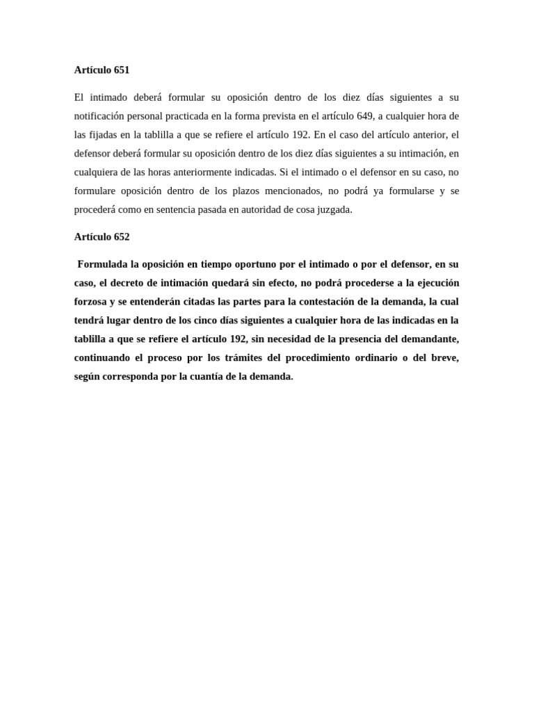 Oposición en el Proceso Judicial 651 | PDF