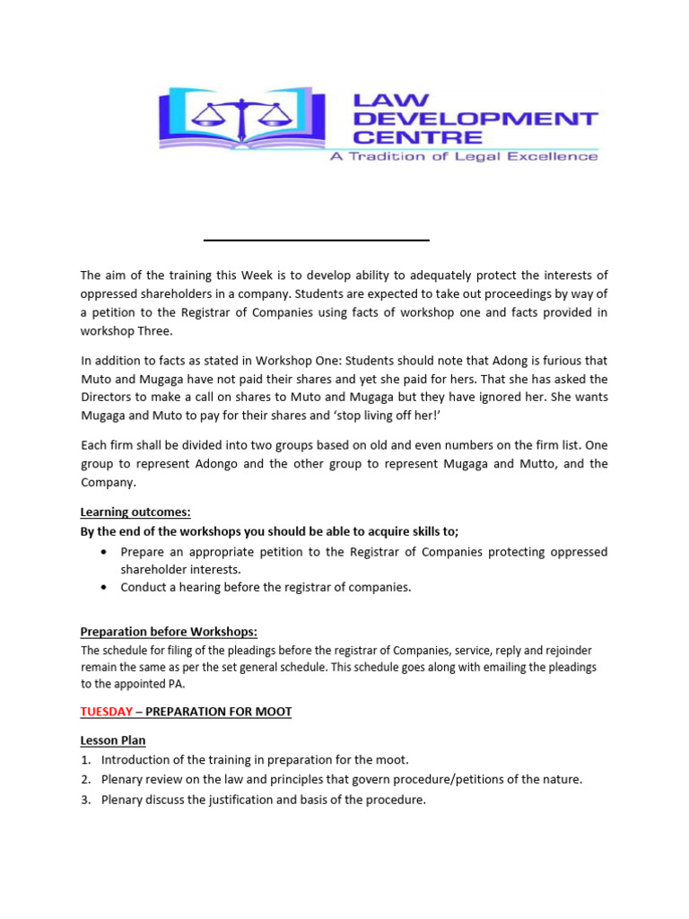 Corp and Comm Trial Advocacy Instructions Term 1, Week Xi March 2025 ...