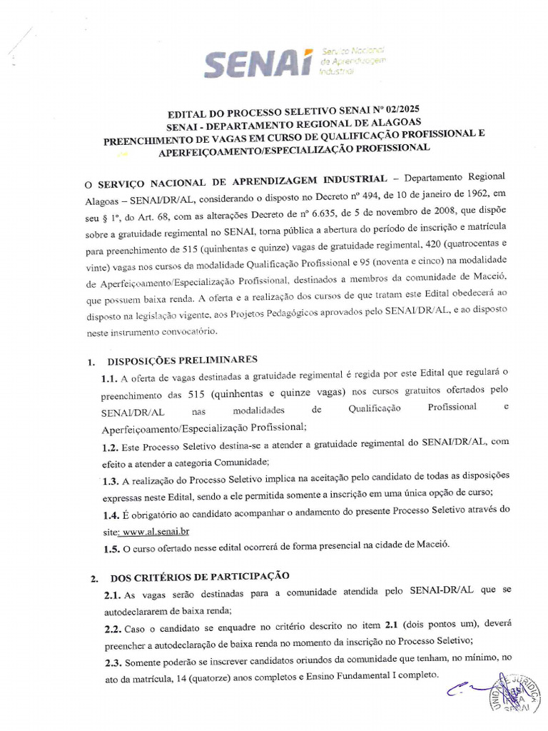 Edital de Gratuidade N°02 2025 | PDF