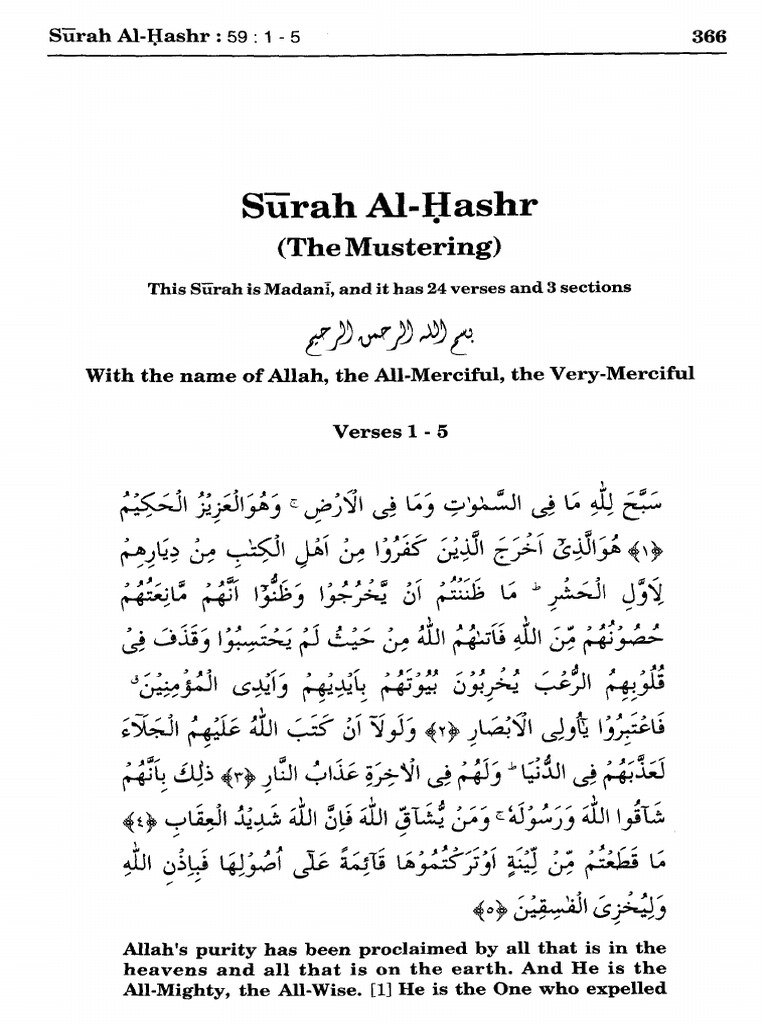 Tafseer Mariful Quran Sura 59 Al Hashr English Translation PDF | PDF ...