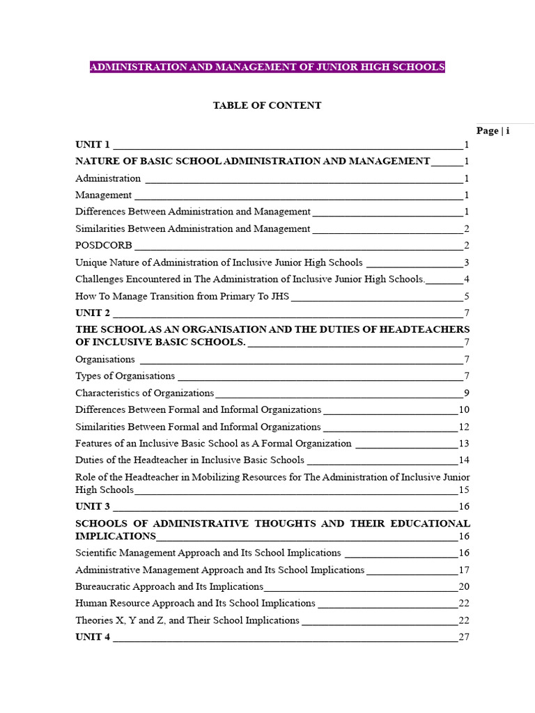 Junior High School Administration Guide | PDF | Inclusion (Education ...