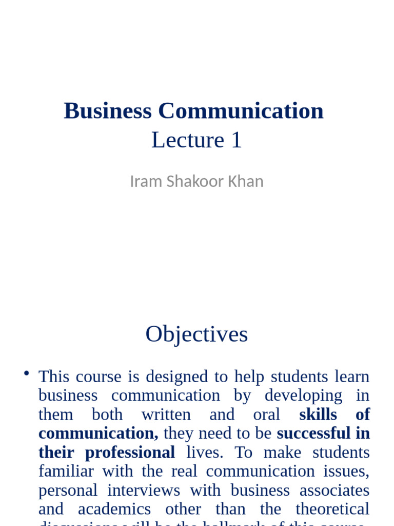 Lecture 1-Business Communication | PDF | Communication | Linguistics