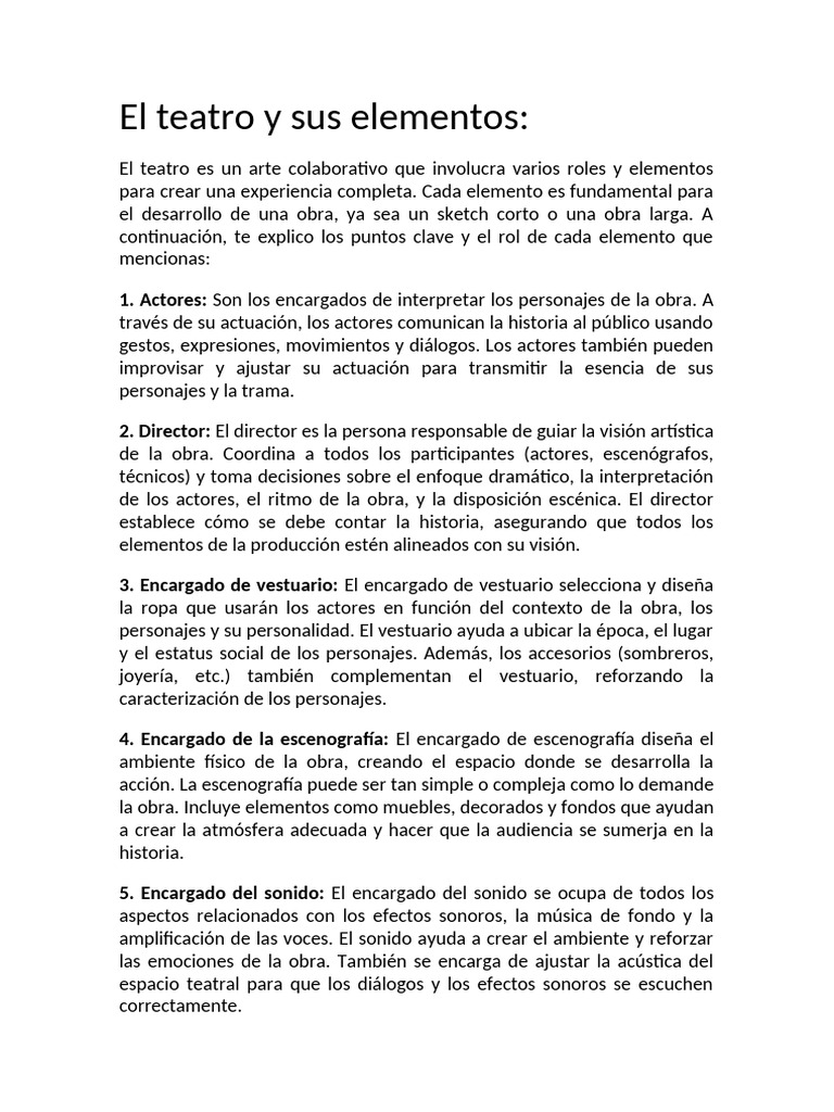 Elementos Clave del Teatro y Sketches | PDF | Teatro | Interino
