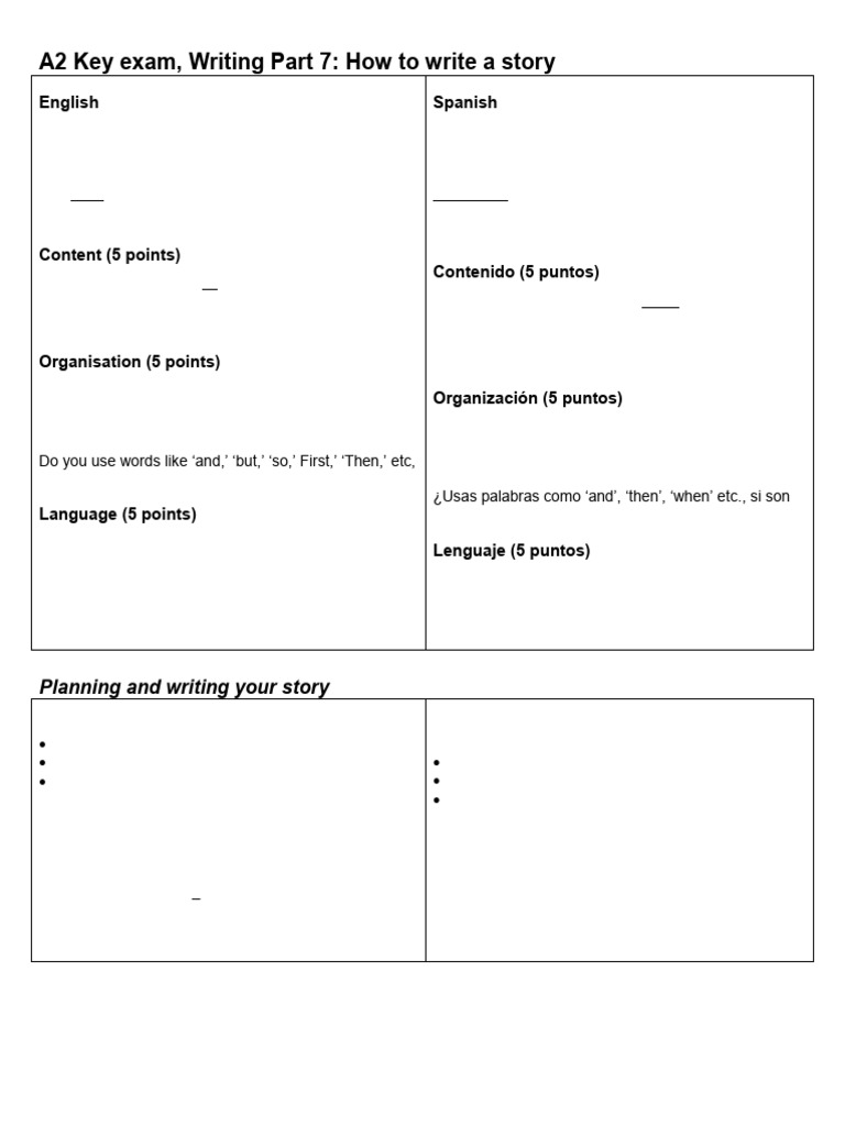 Escribiendo un cuento para KET | PDF