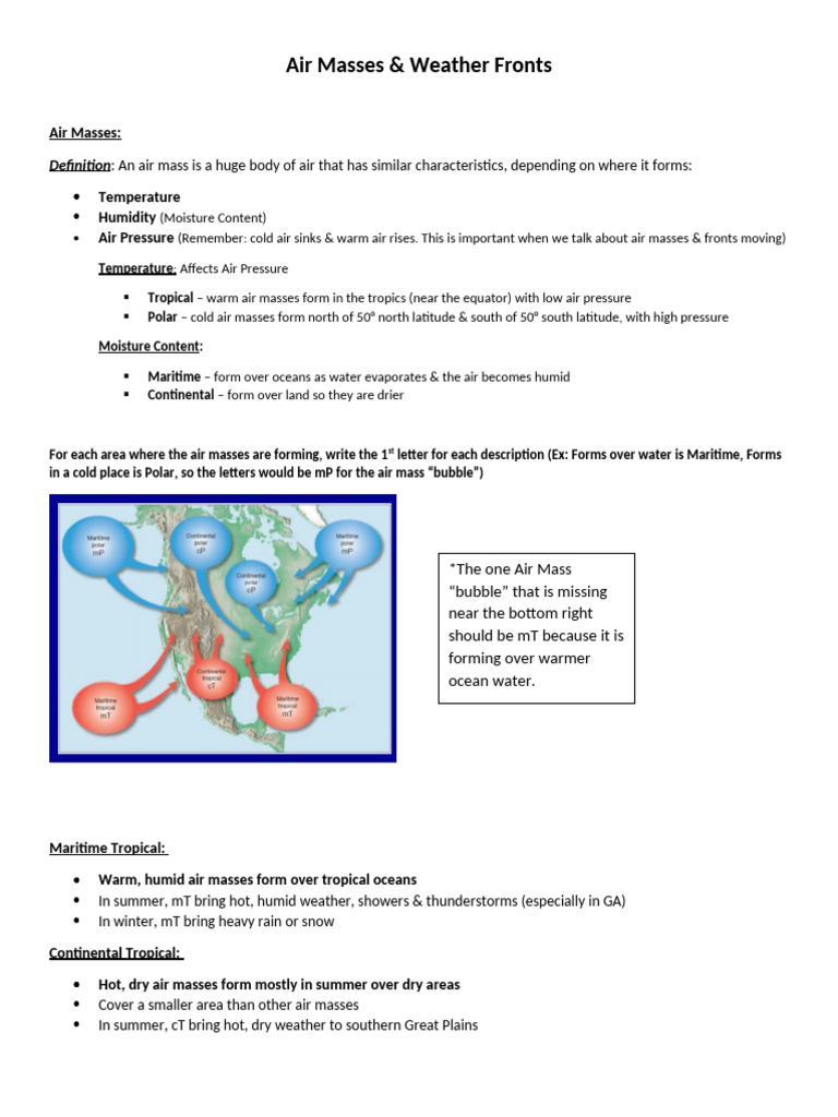 Air Masses and Fronts Notes | PDF | Oceanic Climate | Thunderstorm