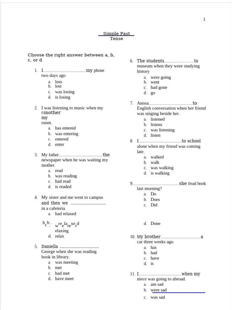PDF 40 Soal Latihan Bahasa Inggris Tentang Simple Past Tense | PDF