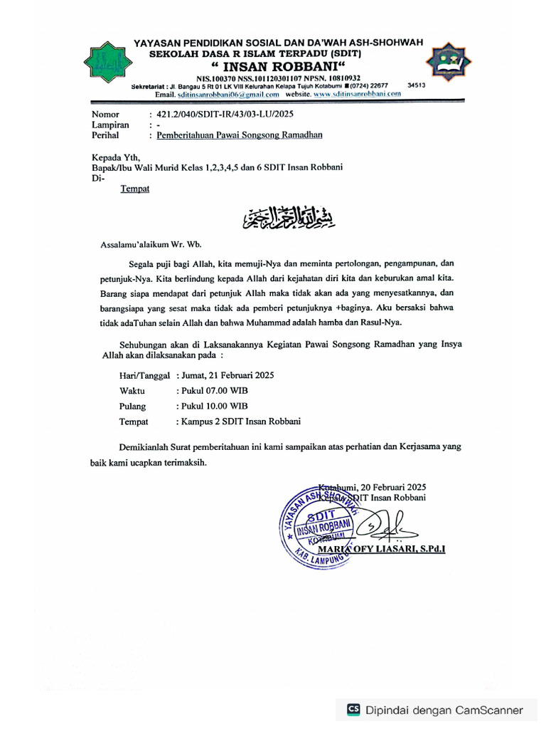 Pemberitahuan Pawai Songsong Ramadhan | PDF