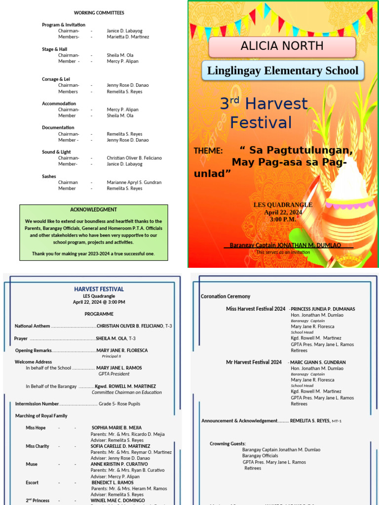 3rd Harvest Festival Program 2024 | PDF