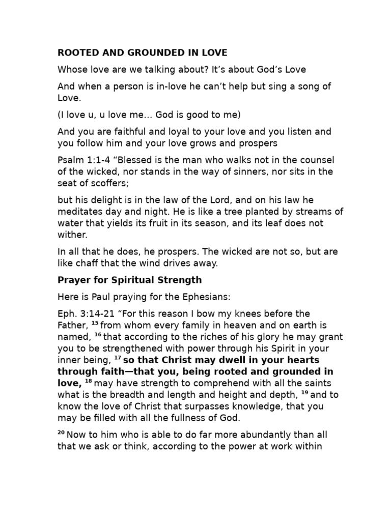 Rooted and Grounded in God's Love | PDF | Prayer | Holy Spirit