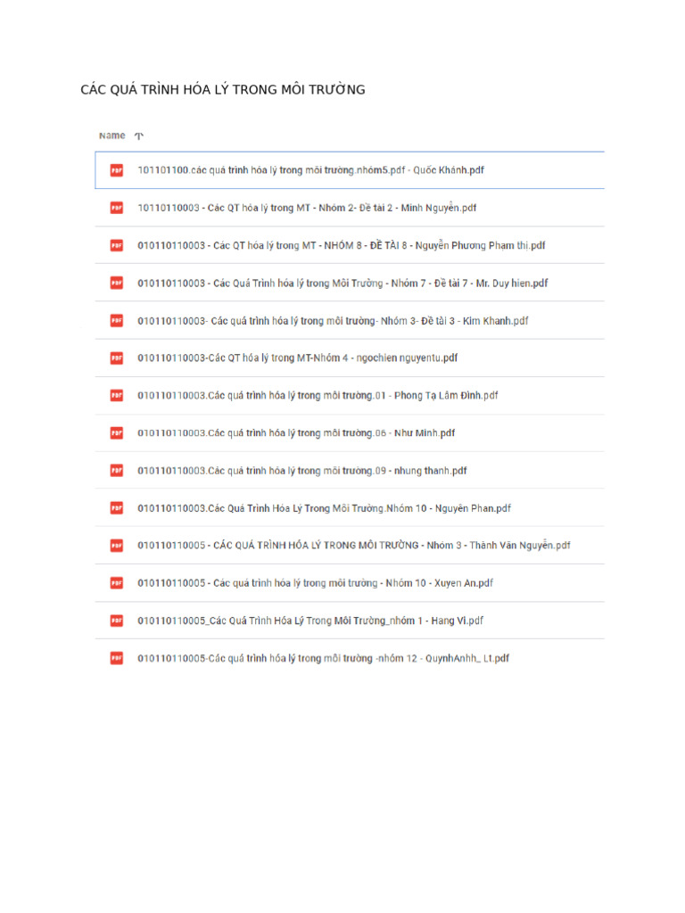 Cac Qua Trinh Hoa Ly Trong Moi Truong | PDF