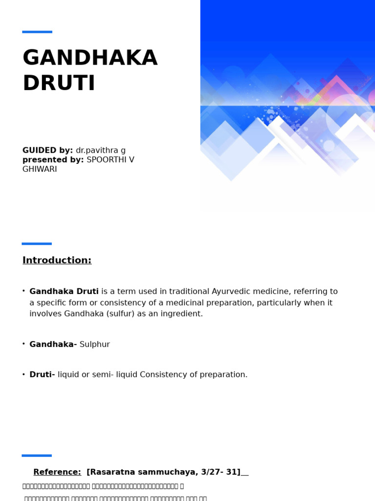 Gandhaka Druti | PDF | Ayurveda | Pharmacology