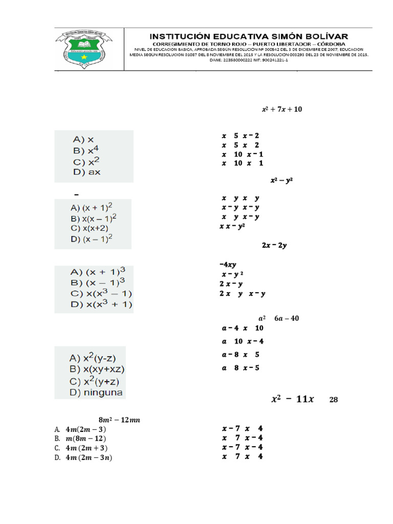 Examen Final Segundo Periodo GRADO 8 | PDF