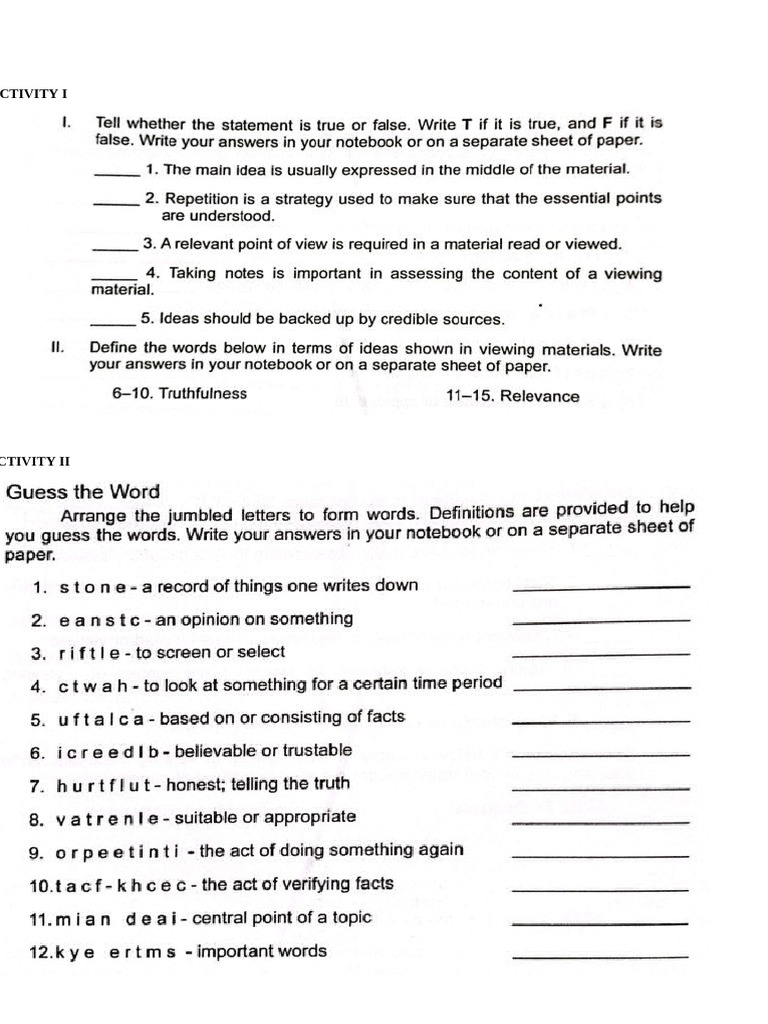 Activity 9 English | PDF