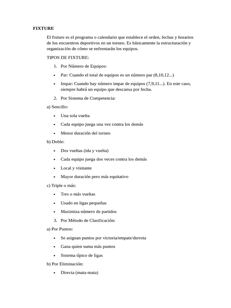 Qué es el fixture en el fútbol | PDF | Asociación de Futbol | Deportes