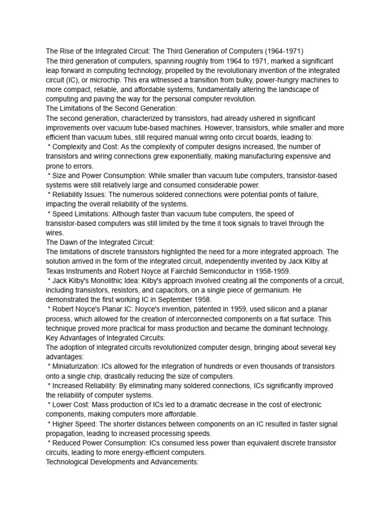 3rd Generation Computers | PDF | Integrated Circuit | Computer Science