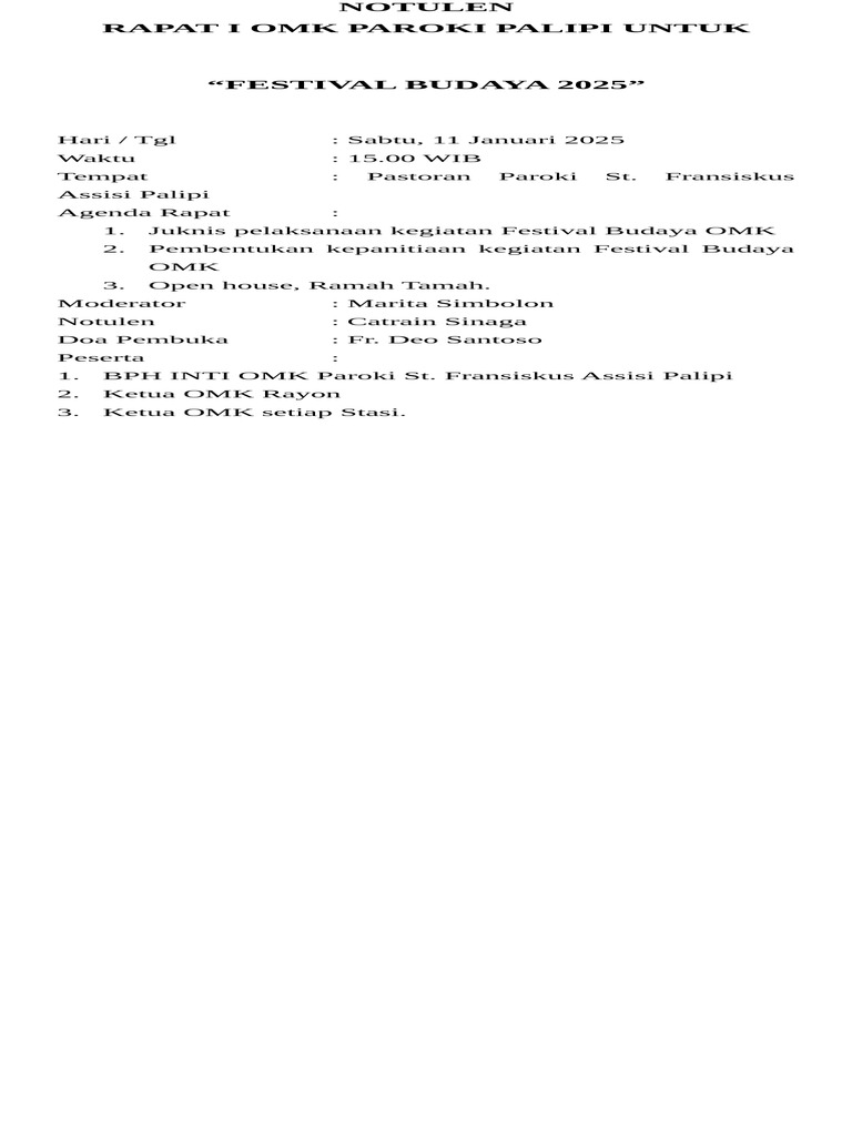 Notulen Rapat Omk | PDF