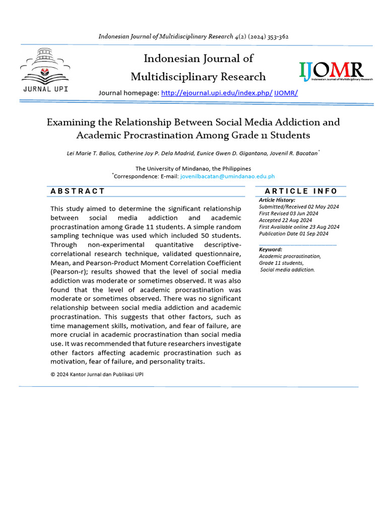 Social Media and Academic Procrastination | PDF | Procrastination ...