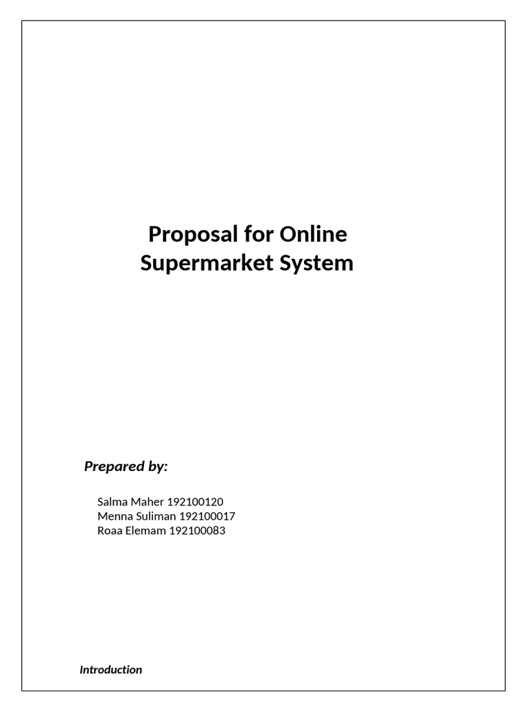 Online Supermarket System Proposal | PDF | Point Of Sale | Supermarket