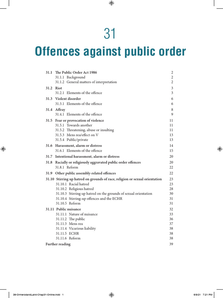 Additional Chapter - Offences Against Public Order | PDF | Crimes ...