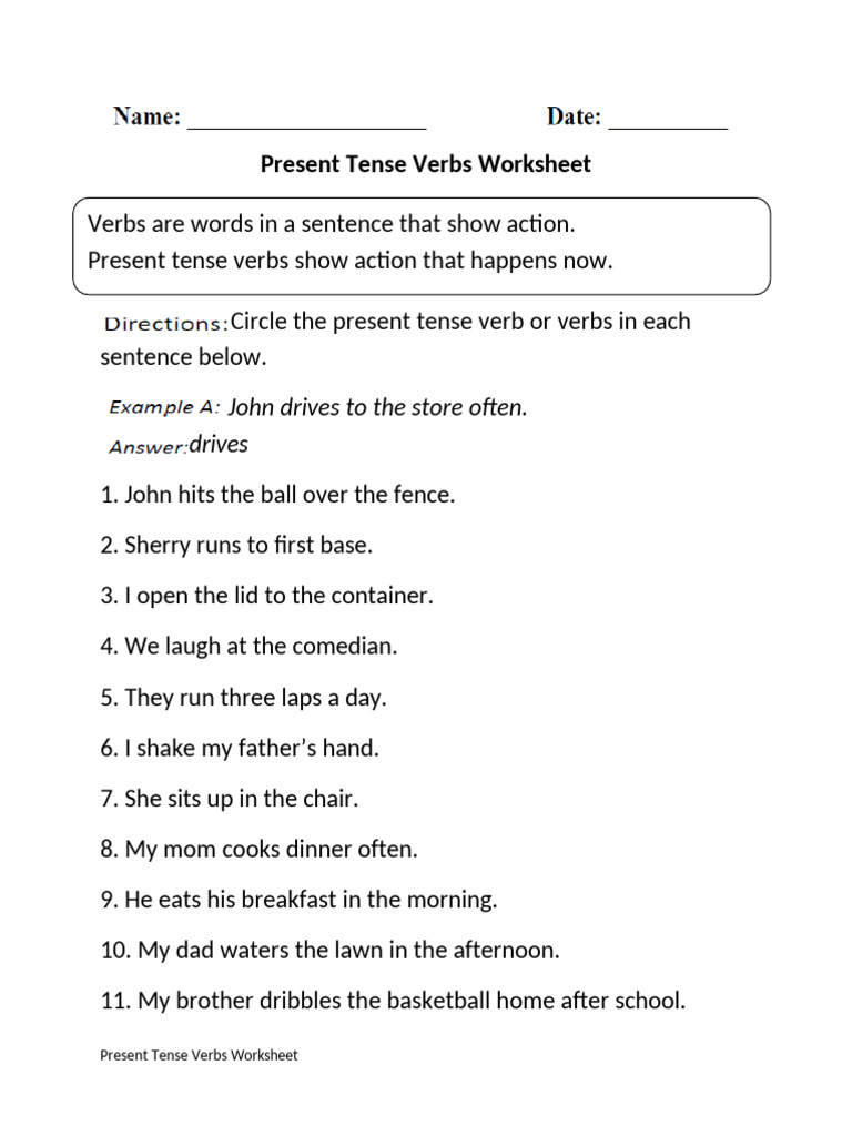 Present-Tense-Verbs | PDF