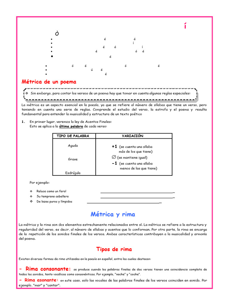La Metrica | PDF | Metro (poesía) | Rima