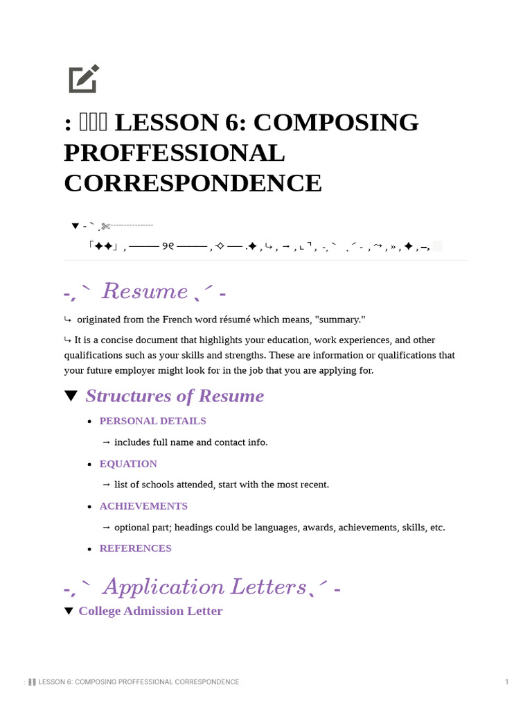 Professional Correspondence Guide | PDF | Memorandum | Résumé