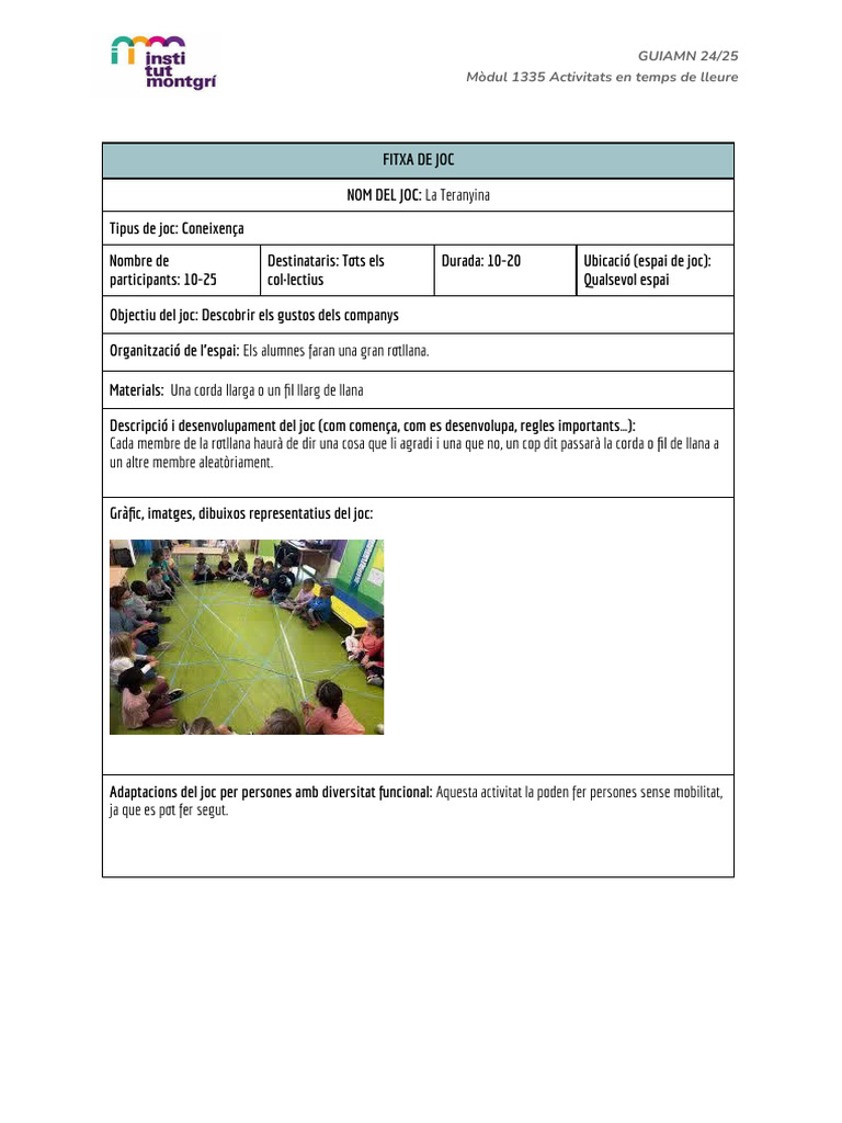 M 1335. Fitxa de Joc | PDF