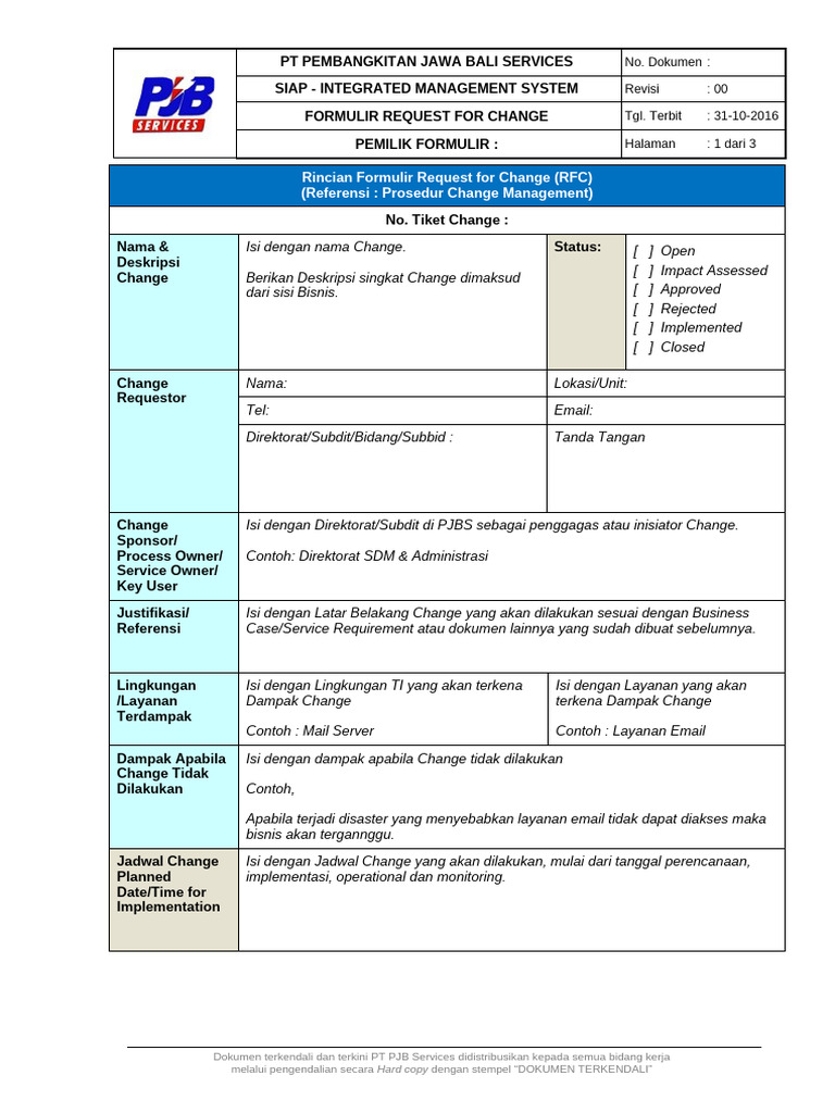 Template Permintaan Perubahan Software | PDF