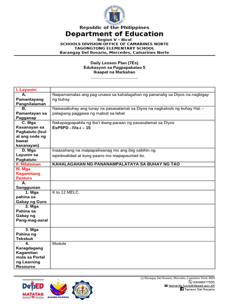 ESP DLP 3-17-21, 2025 | PDF