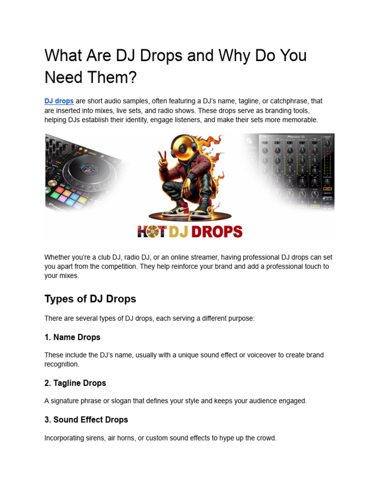 What Are DJ Drops and Why Do You Need Them? | PDF | Disc Jockey | Sound ...