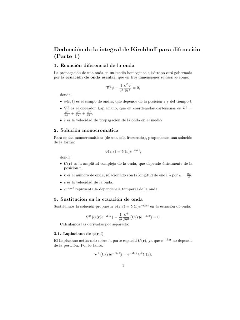 Integral de Kirchhoff y Fresnel | PDF | Olas | Ecuación de onda