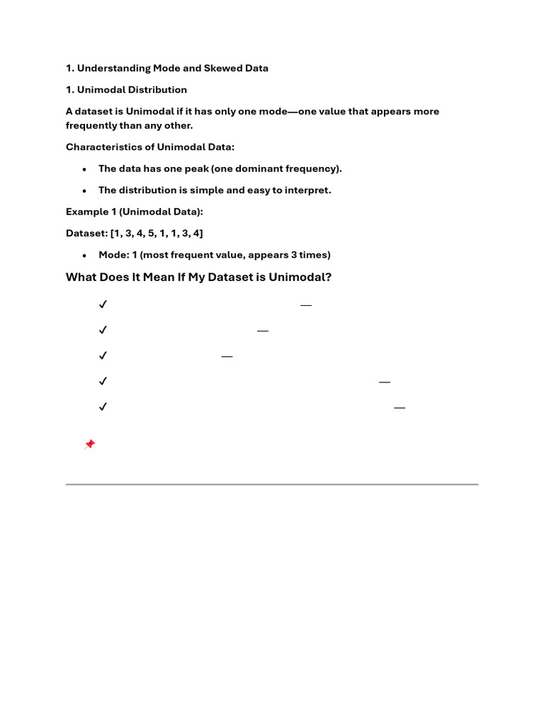 Data Skewness and Exercises | PDF | Mode (Statistics) | Skewness