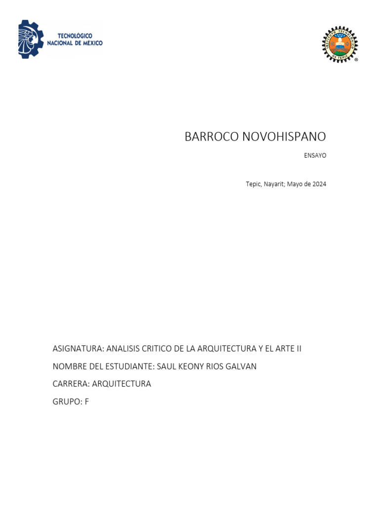 Barroco Novohispano: Arte y Arquitectura | PDF | México | Arte occidental