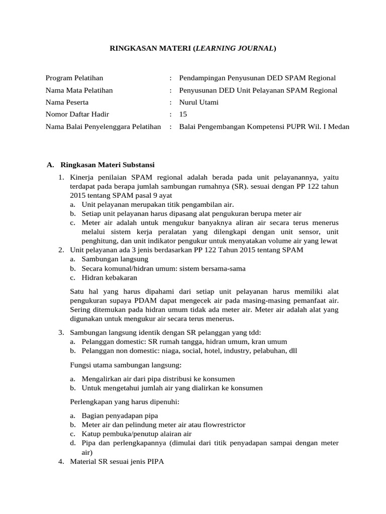 Nurul Utami-Materi Penyusunan DED Unit Pelayanan SPAM Regional | PDF