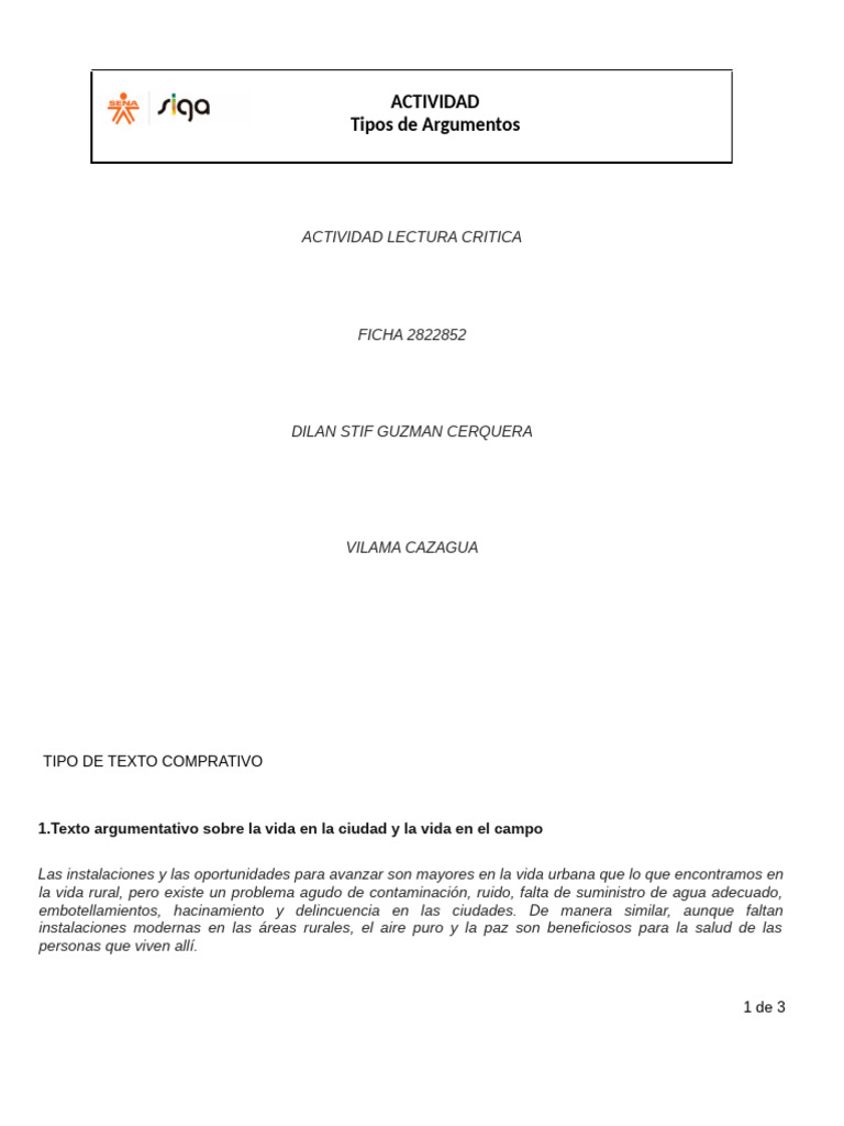 ACTIVIDA LECTURA CRITICA | PDF