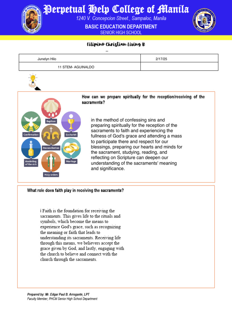 FCL B Activity 2 Make Way For Your Sacraments 2 | PDF