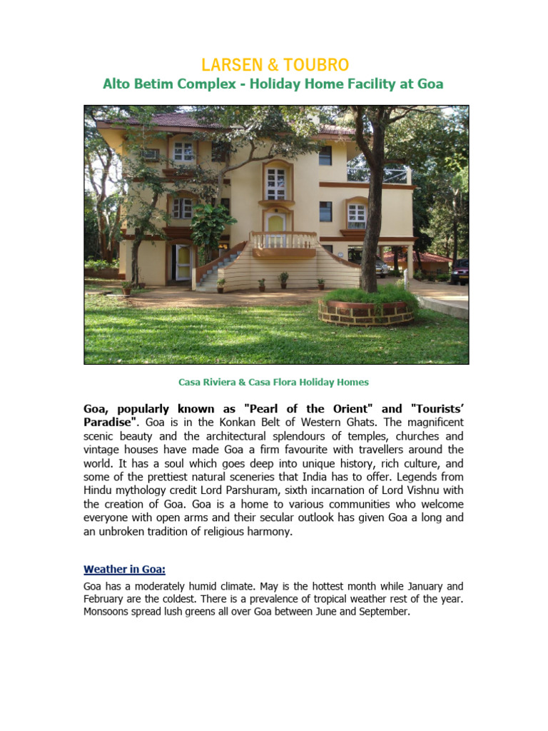 Holiday Home Goa Alto Betim | PDF