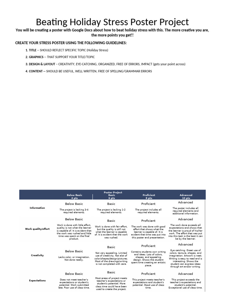 Holiday Stress Relief Poster Guide | PDF | Human Communication | Learning
