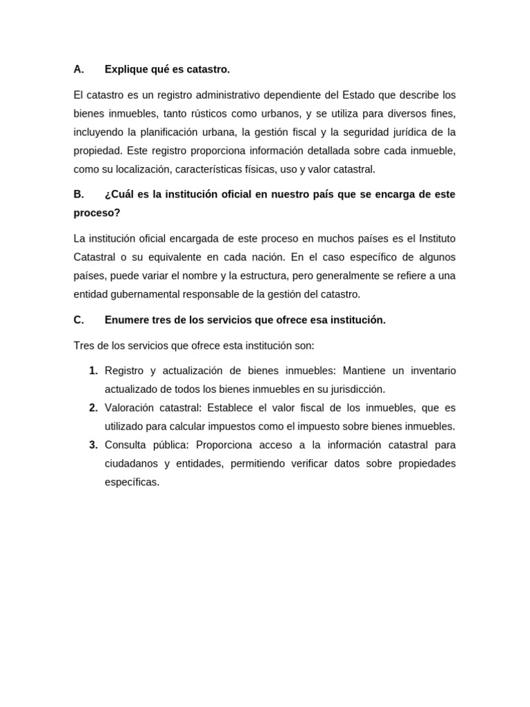 Explique Qué Es Catastro | PDF