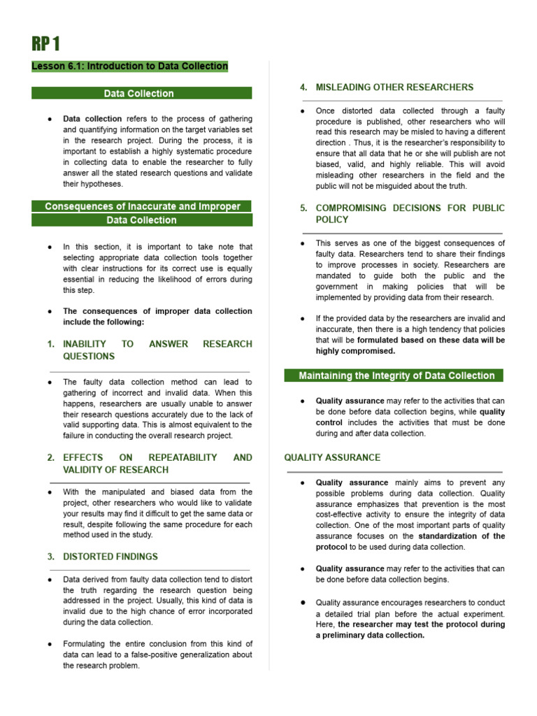 rp-notes | PDF | Data Collection | Sampling (Statistics)