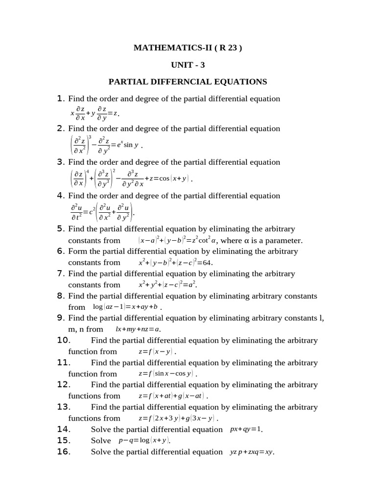 M - II (R23) Unit 3 Assginment | PDF | Equations | Applied Mathematics